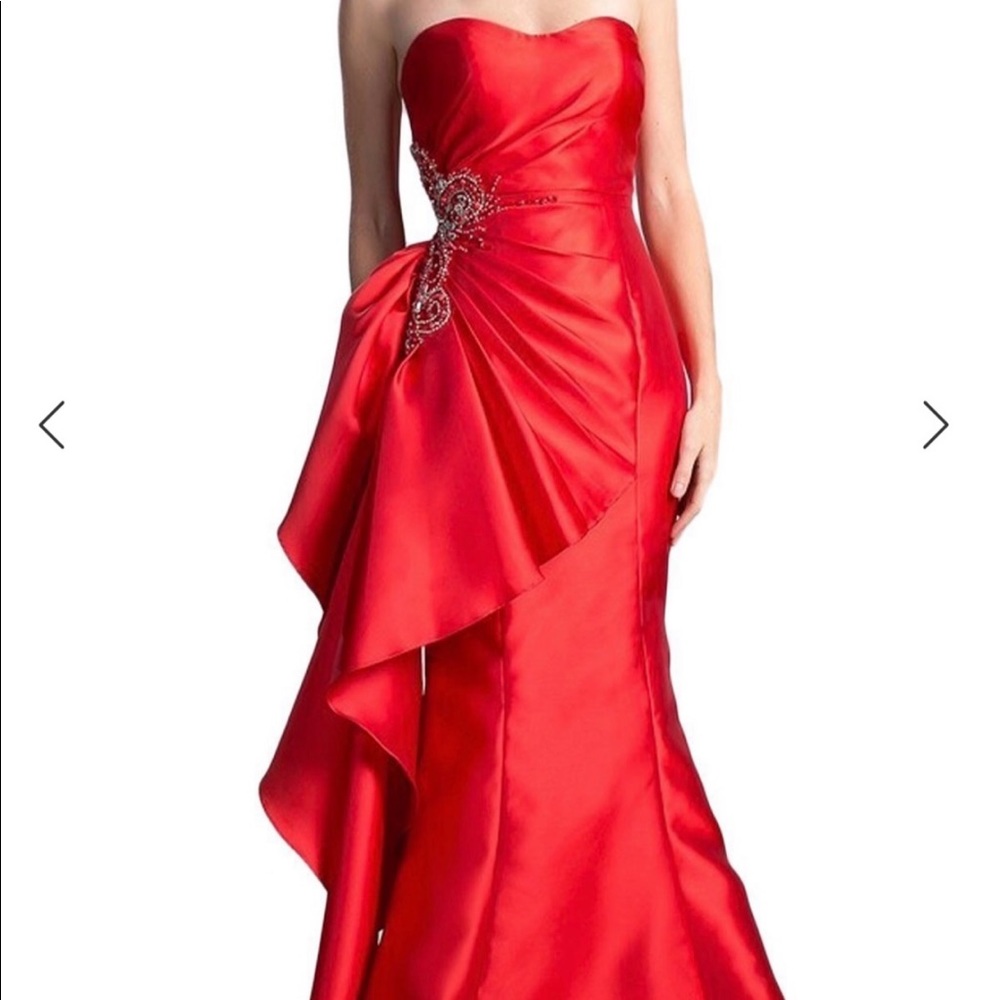 Strapless Side Embellished Mermaid Evening Gown - Gem